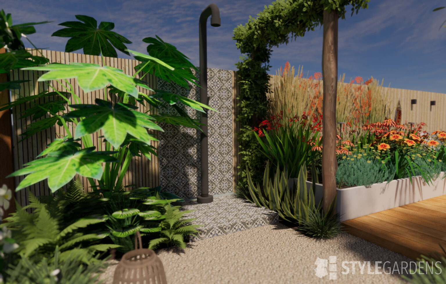 ‘Little Ibiza’, stadstuin met tropische buitendouche - StyleGardens